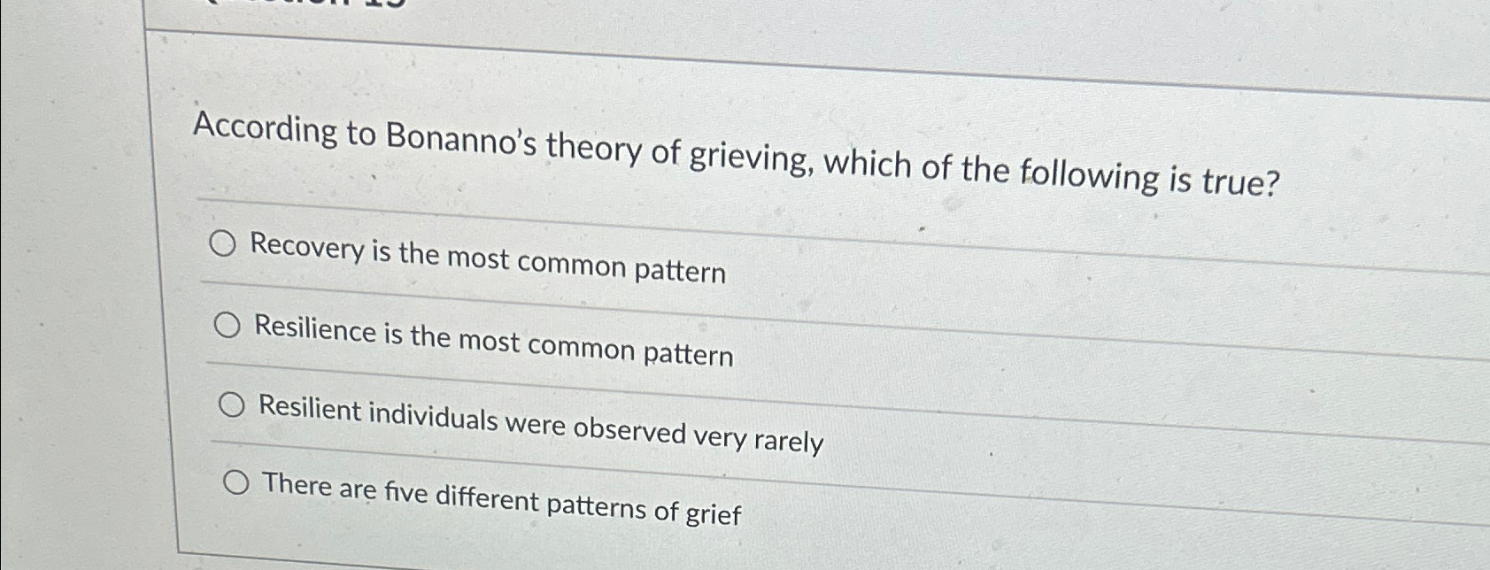 Solved According to Bonanno's theory of grieving, which of | Chegg.com