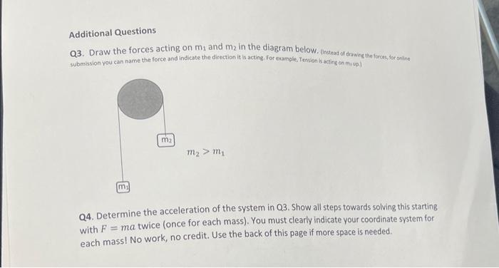 Solved Q3 Draw The Forces Acting On M1 And M2 In The Chegg