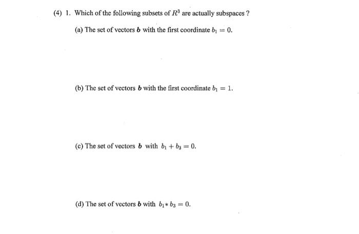 Solved (a) The set of vectors b with the first coordinate | Chegg.com