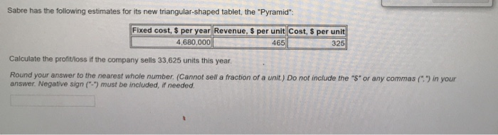 Solved Sabre has the following estimates for its new | Chegg.com