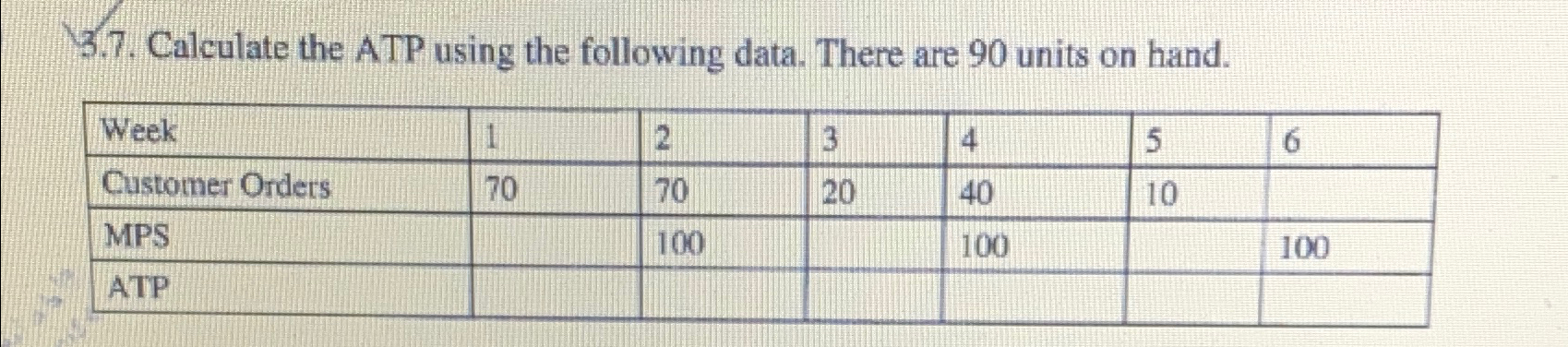 Solved 3.7. ﻿Calculate the ATP using the following data. | Chegg.com