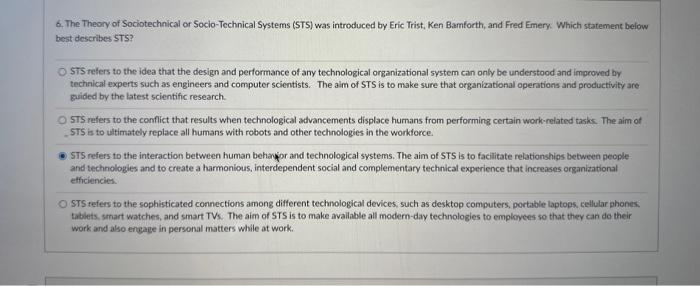 6. The Theory of Sociotechnical or Socio-Technical | Chegg.com