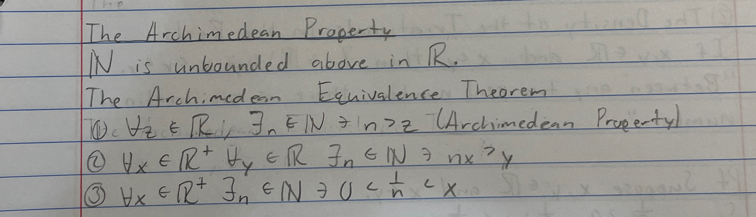 Solved The Archimedean PropertyN ﻿is unbounded above in | Chegg.com