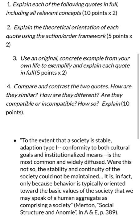 1. Explain each of the following quotes in full, | Chegg.com