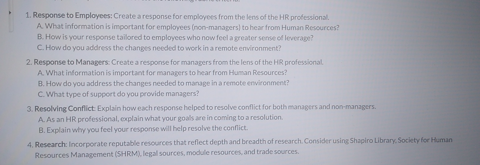 Solved Response to Employees: Create a response for | Chegg.com