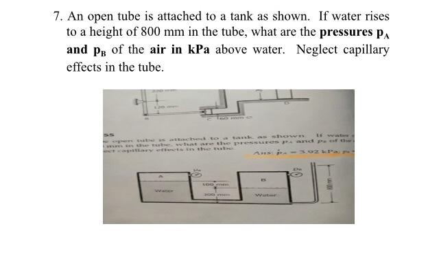 Solved 7. An open tube is attached to a tank as shown. If | Chegg.com