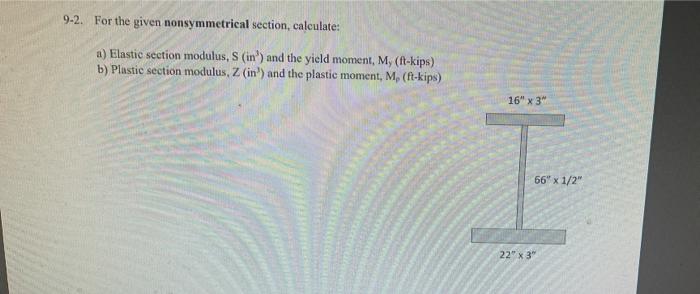 Solved 9-2. For the given nonsymmetrical section, calculate: | Chegg.com