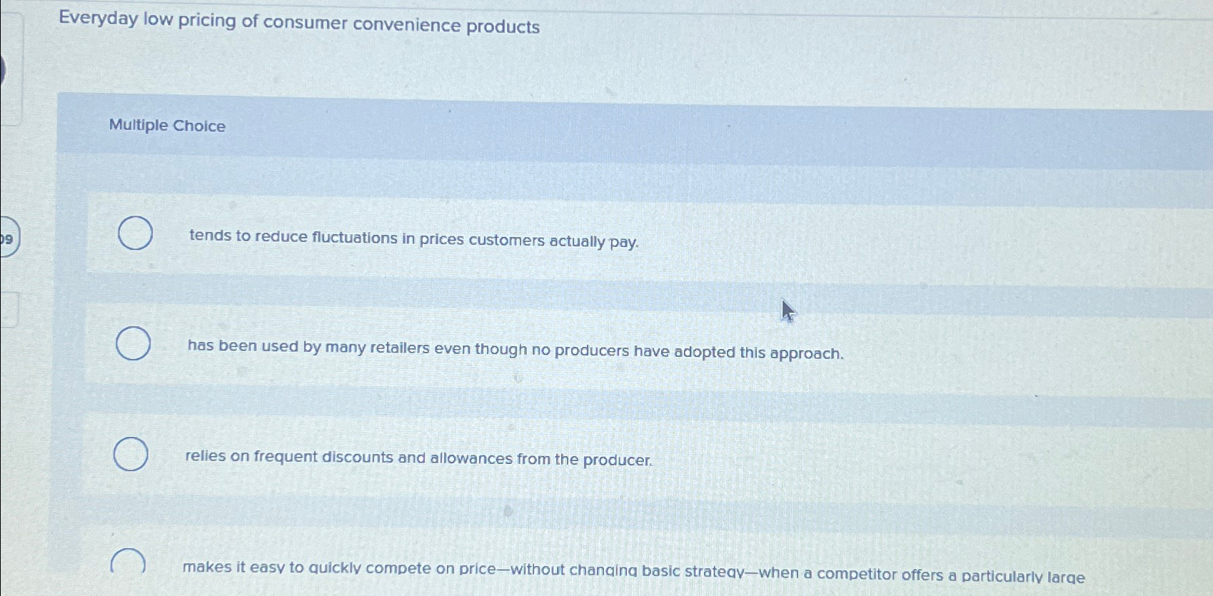 Solved Everyday low pricing of consumer convenience | Chegg.com