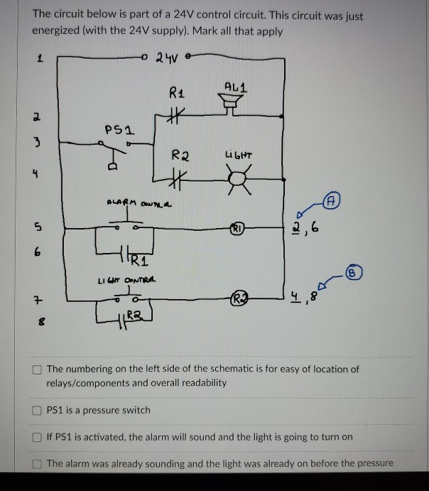 Solved The circuit below is part of a 24V control circuit. | Chegg.com