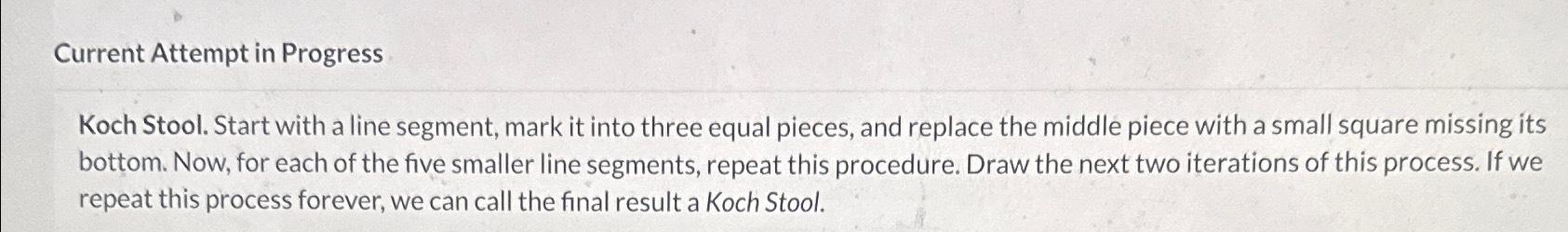 Solved Current Attempt in ProgressKoch Stool. Start with a | Chegg.com