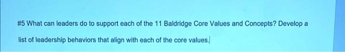 Solved #5 What can leaders do to support each of the 11 | Chegg.com