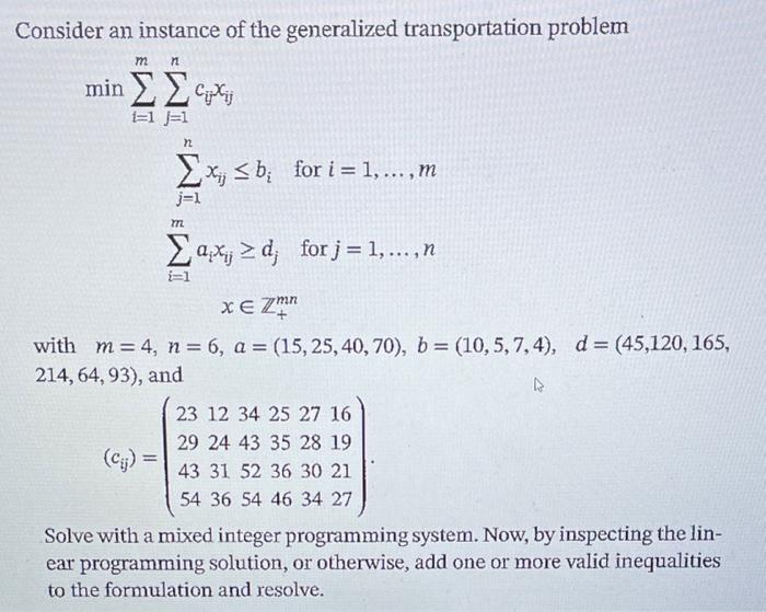 Solved Consider an instance of the generalized | Chegg.com