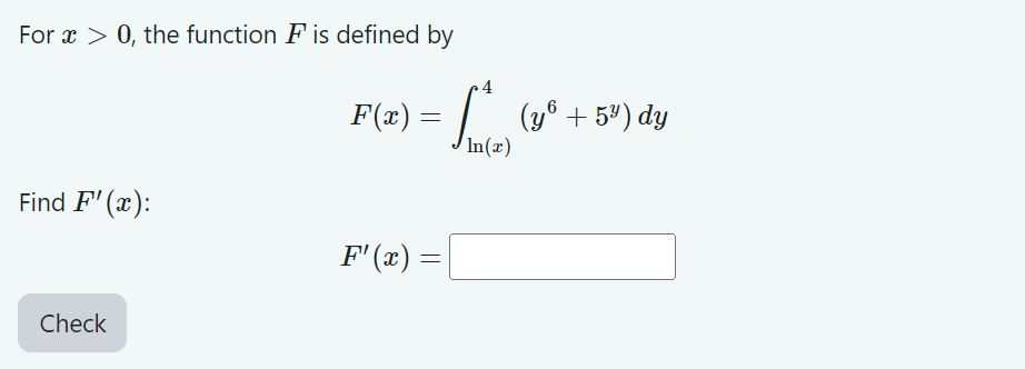 Solved For x>0, ﻿the function F ﻿is defined | Chegg.com