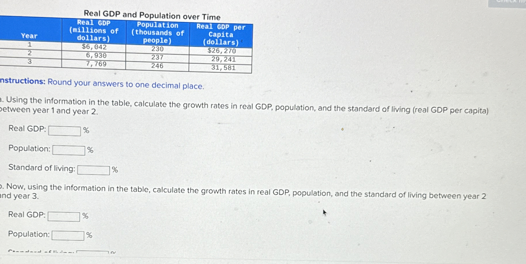 Solved Real GDP and Population over | Chegg.com