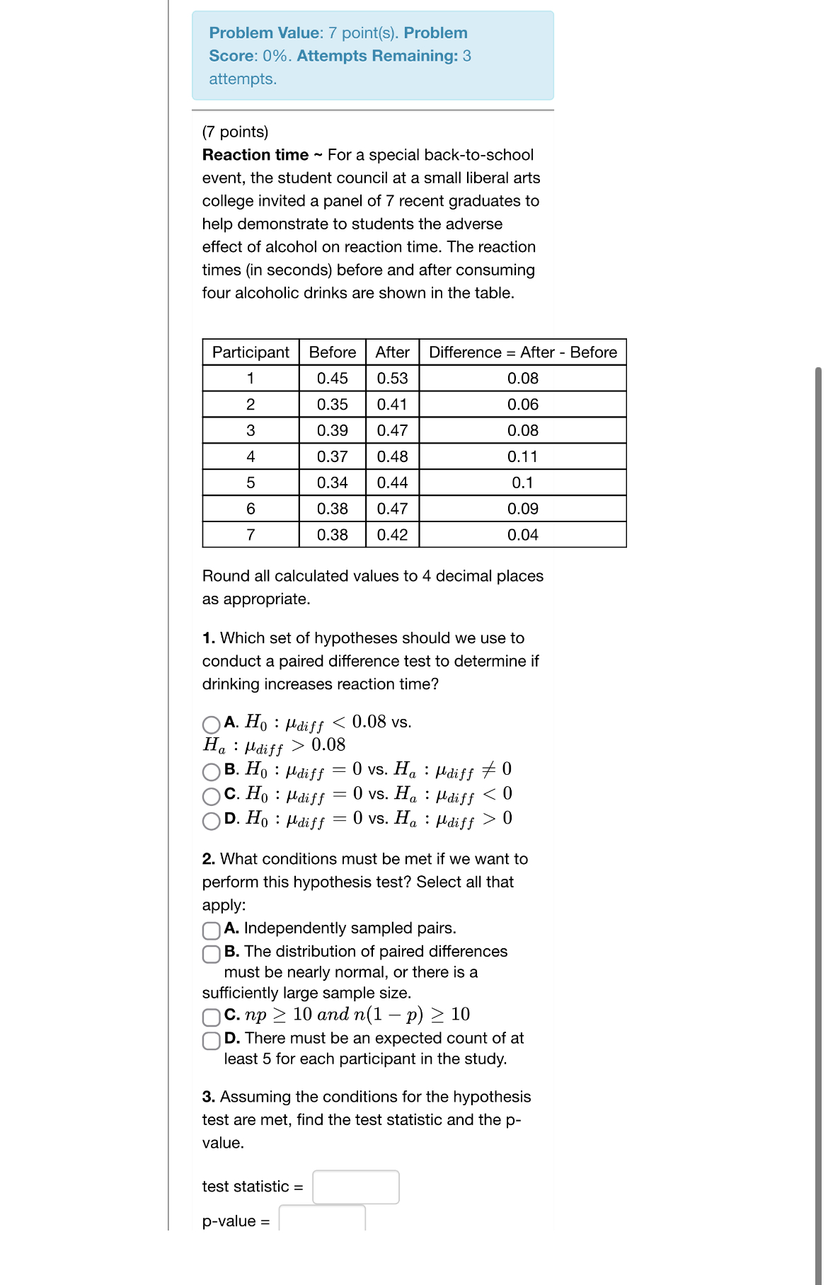 Solved Problem Value: 7 ﻿point(s). ﻿ProblemScore: 0%. | Chegg.com