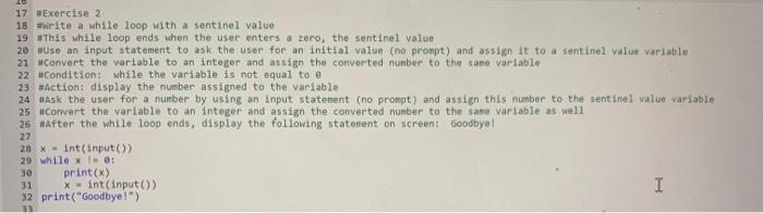 Solved 1 Exercise 1 2 write a while loop with a sentinel | Chegg.com