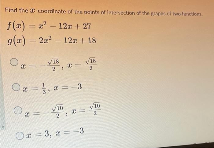Solved Find the I-coordinate of the points of intersection | Chegg.com