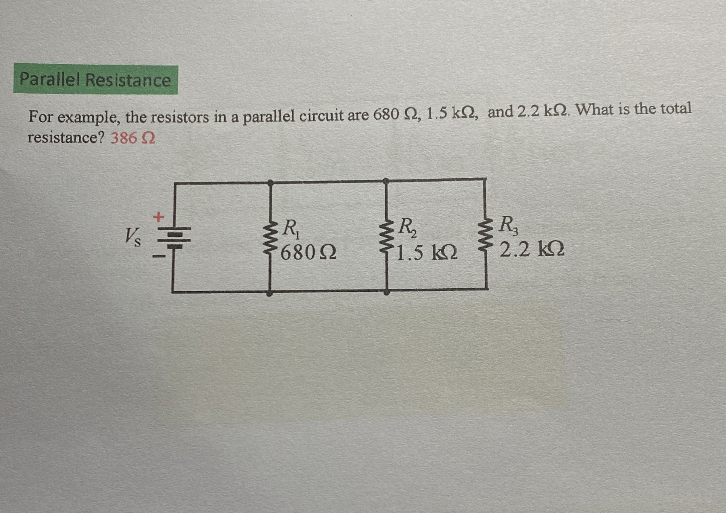 Solved Parallel ResistanceFor example, the resistors in a | Chegg.com