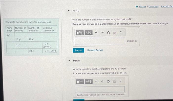 Solved Complete the following table for atoms or ions: Write | Chegg.com