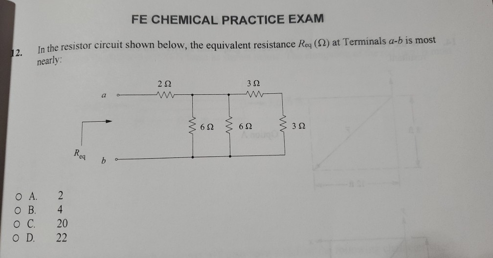 Solved FE CHEMICAL PRACTICE EXAM In the resistor circuit | Chegg.com