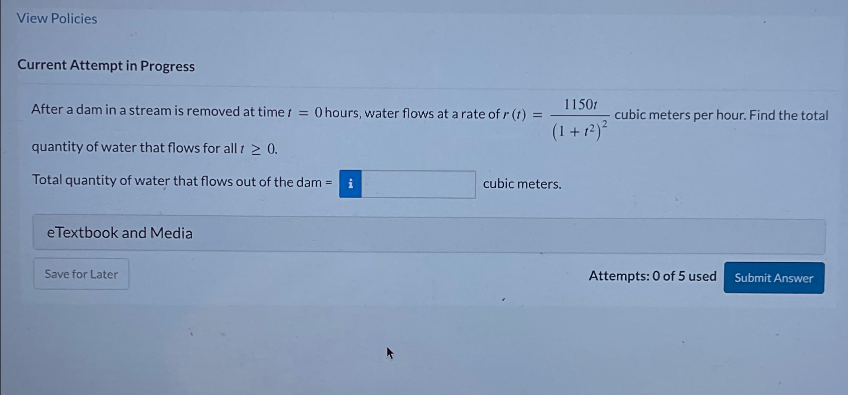 Solved View PoliciesCurrent Attempt in ProgressAfter a dam | Chegg.com