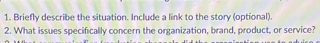 Solved Briefly describe the situation. Include a link to the | Chegg.com