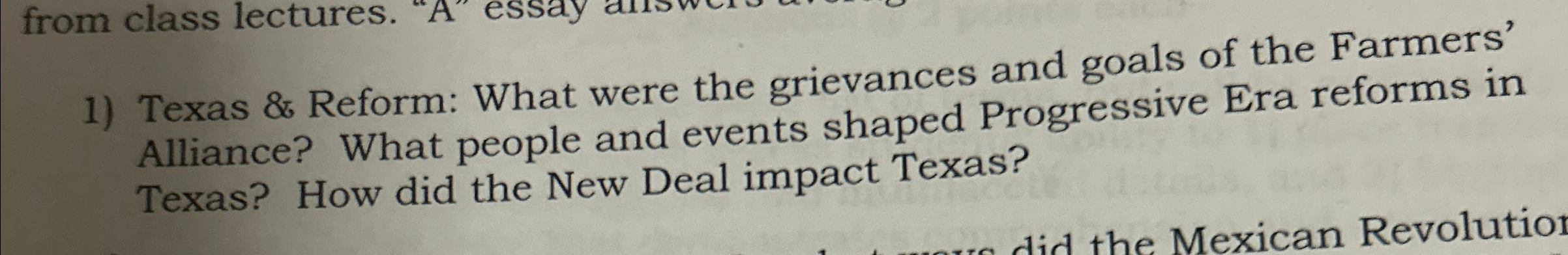 Texas & Reform: What were the grievances and goals of | Chegg.com
