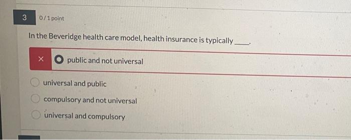 Solved 30/1 point In the Beveridge health care model, health | Chegg.com
