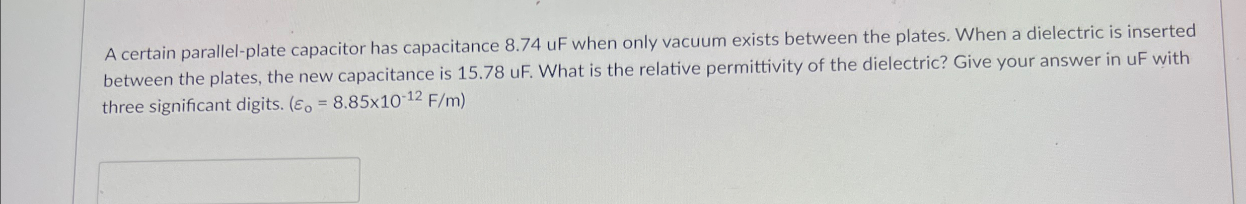 Solved A certain parallel-plate capacitor has capacitance | Chegg.com