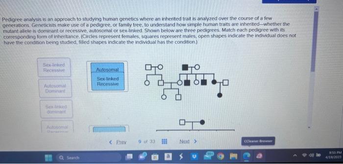 Solved Pedigree analysis is an approach to studying human | Chegg.com