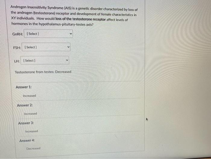 Solved Androgen Insensitivity Syndrome (AIS) is a genetic | Chegg.com