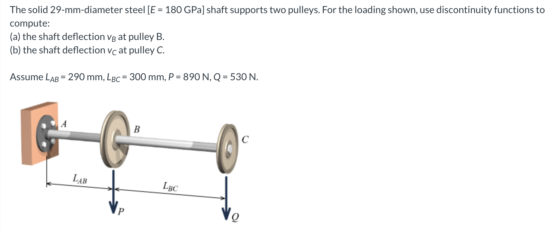 Solved The solid 29-mm-diameter steel [ E=180GPa ] ﻿shaft | Chegg.com