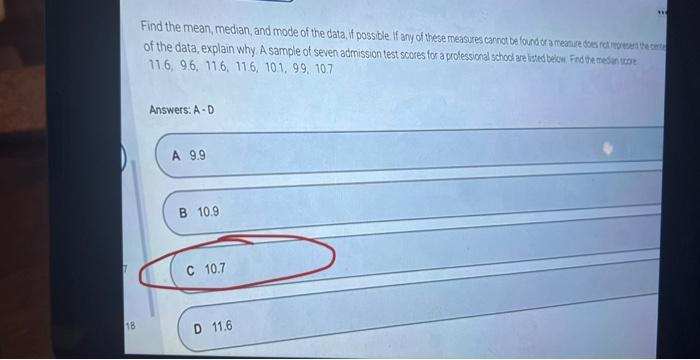 Solved of the data, explain why. A sample of seven admission | Chegg.com