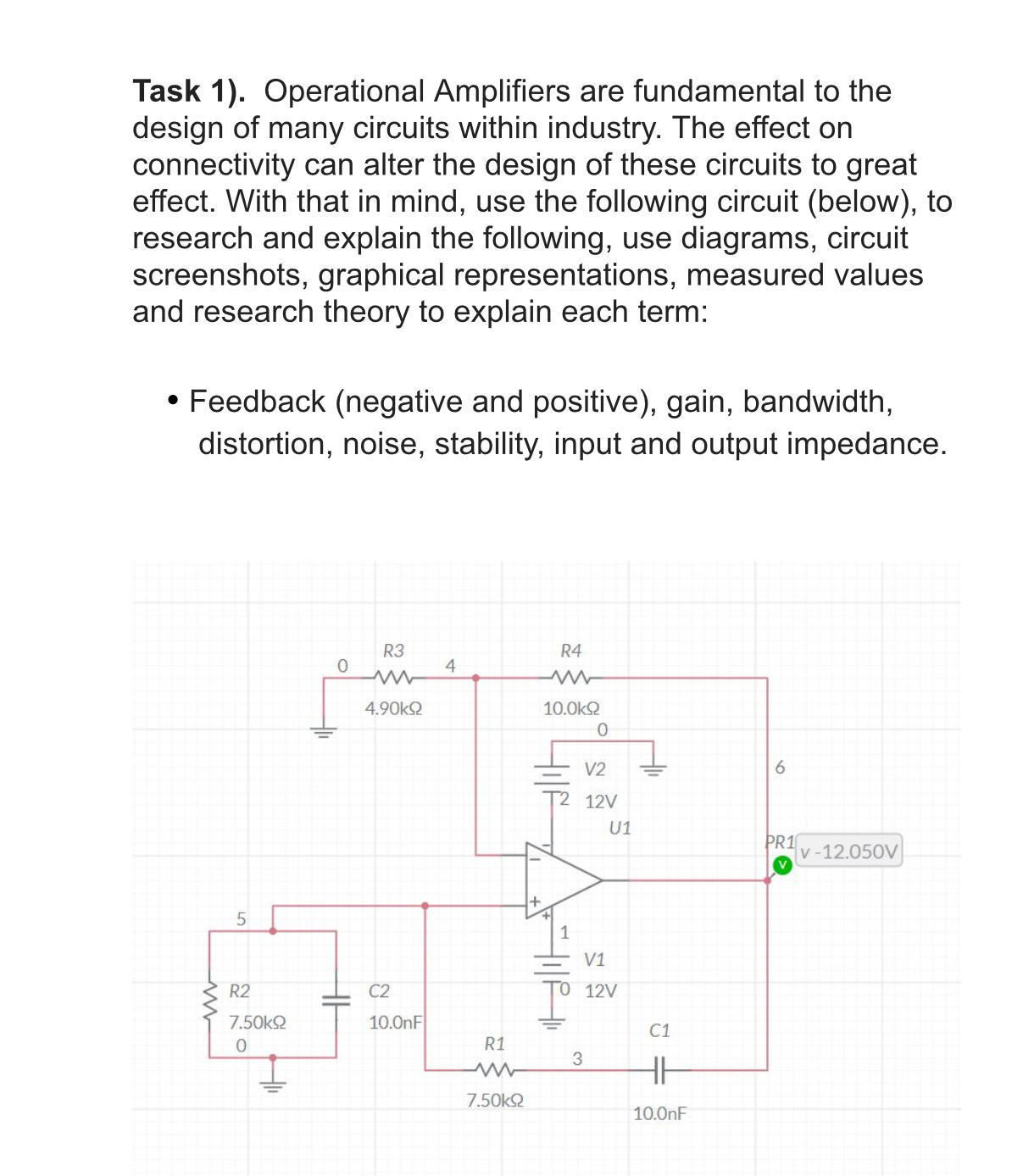 Task 1). ﻿Operational Amplifiers are fundamental to | Chegg.com