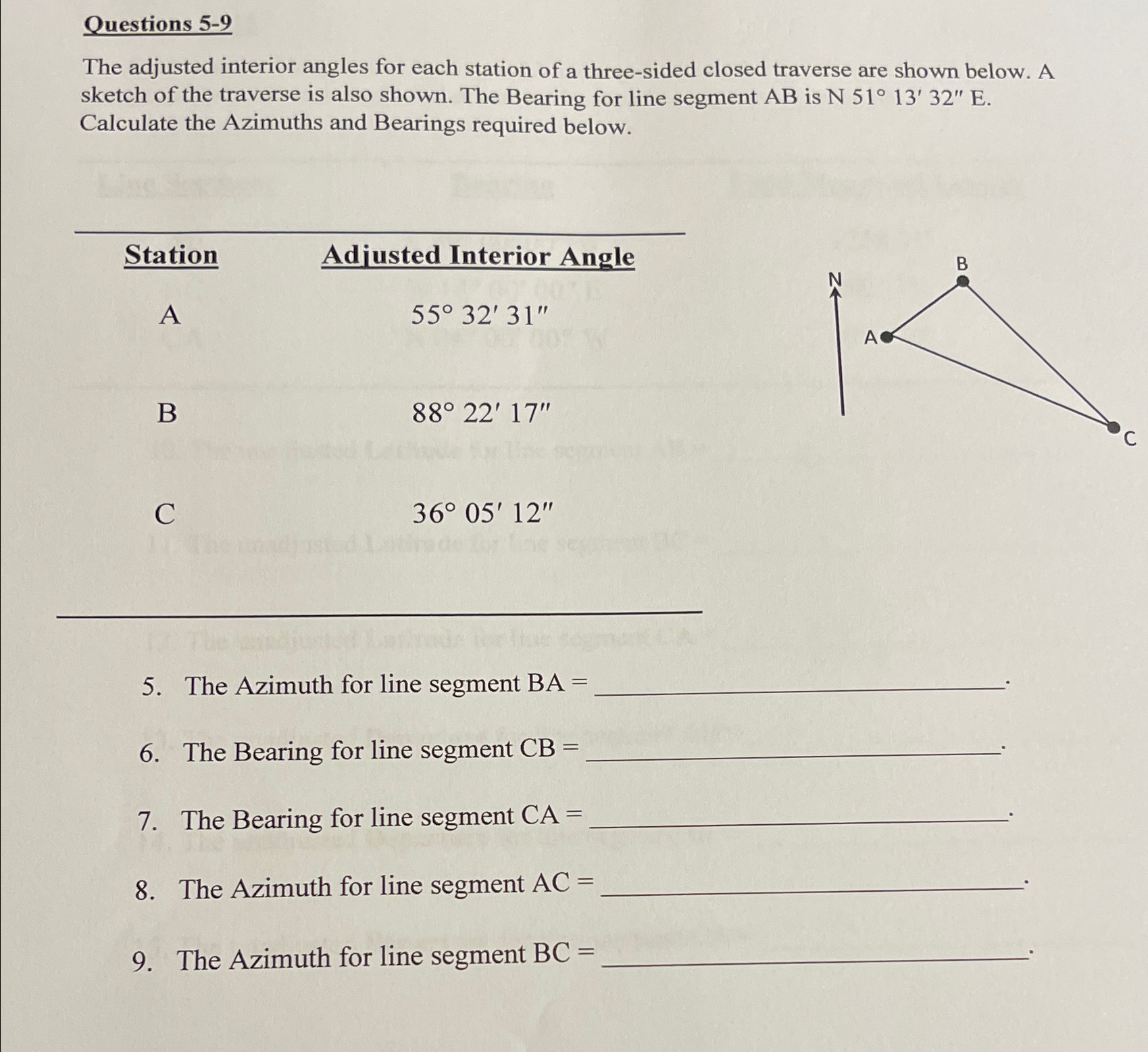 Solved Questions 5-9The adjusted interior angles for each | Chegg.com
