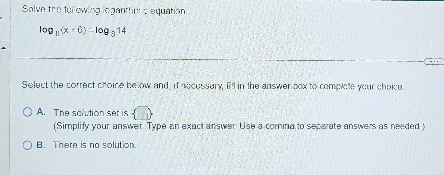 Solved Solve the following logarithmic equation. | Chegg.com
