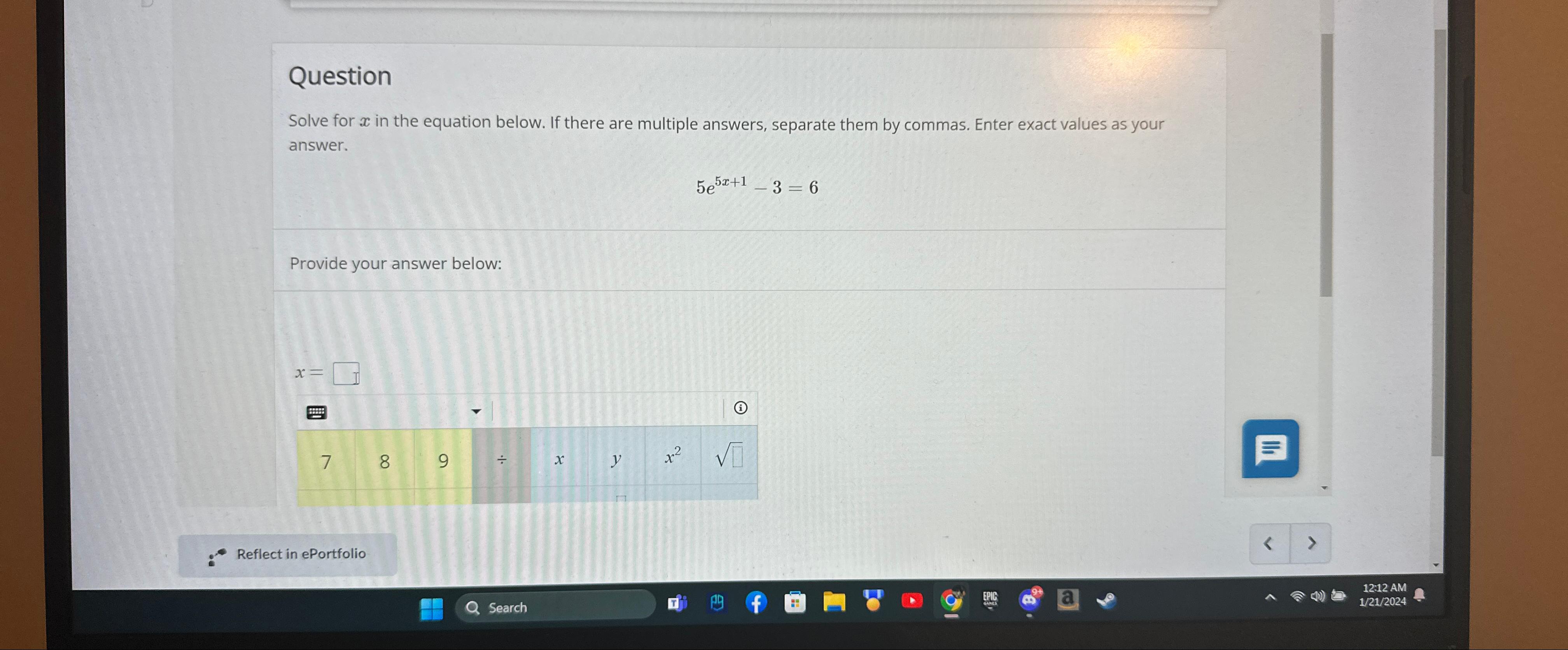 Solved QuestionSolve for x ﻿in the equation below. If there | Chegg.com