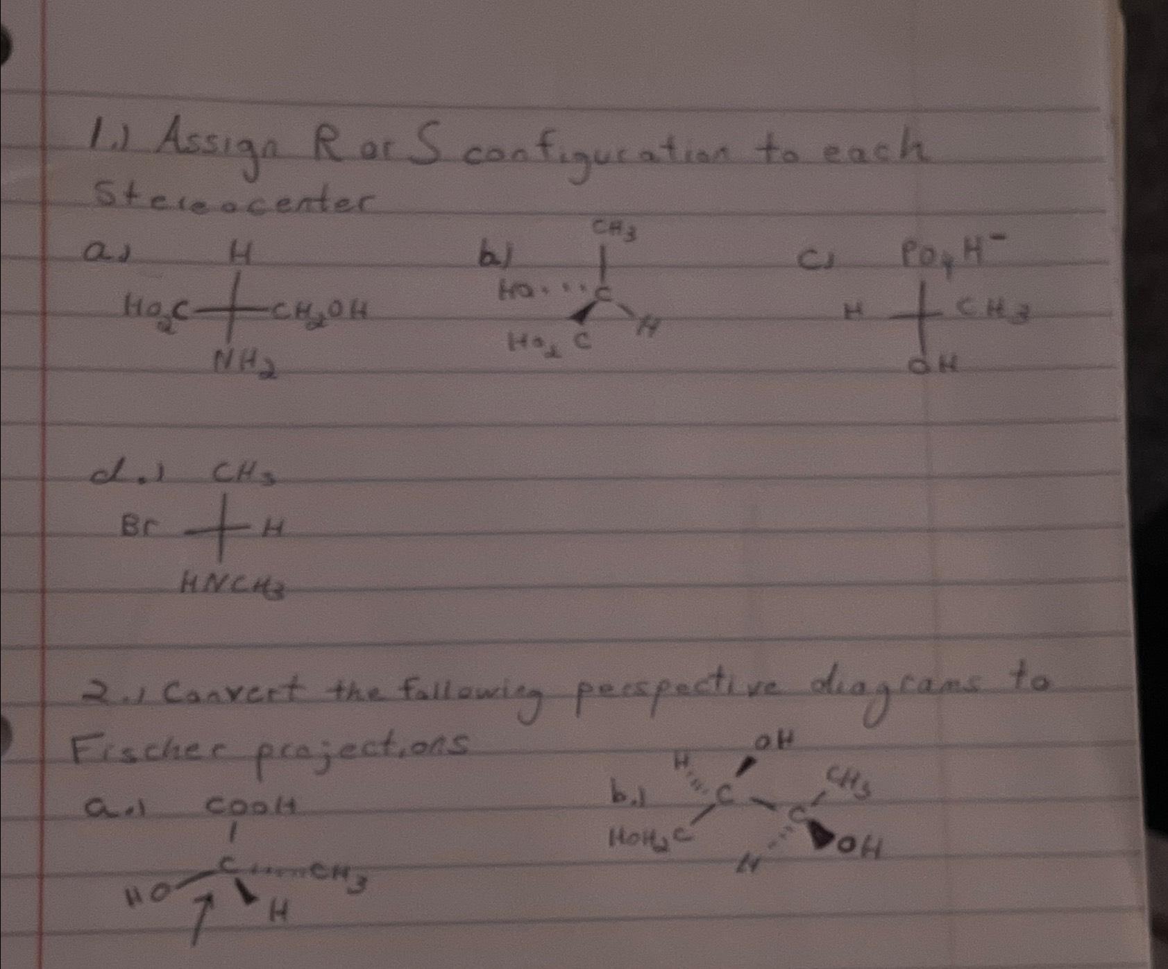 Solved 1.) ﻿Assign Ror S configuration to each | Chegg.com