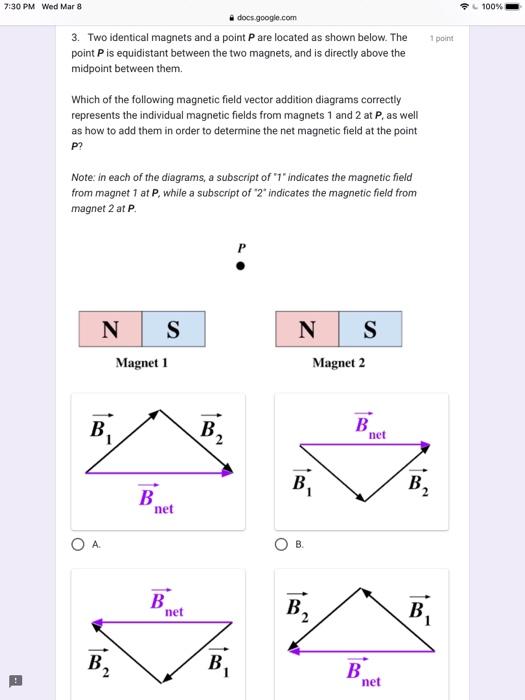Solved 3. Two identical magnets and a point P are located as | Chegg.com