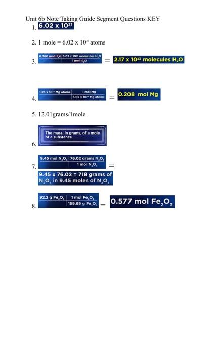 Unit 6b Note Taking Guide Segment Questions KEY | Chegg.com