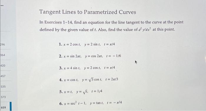 Solved Tangent Lines to Parametrized Curves In Exercises | Chegg.com