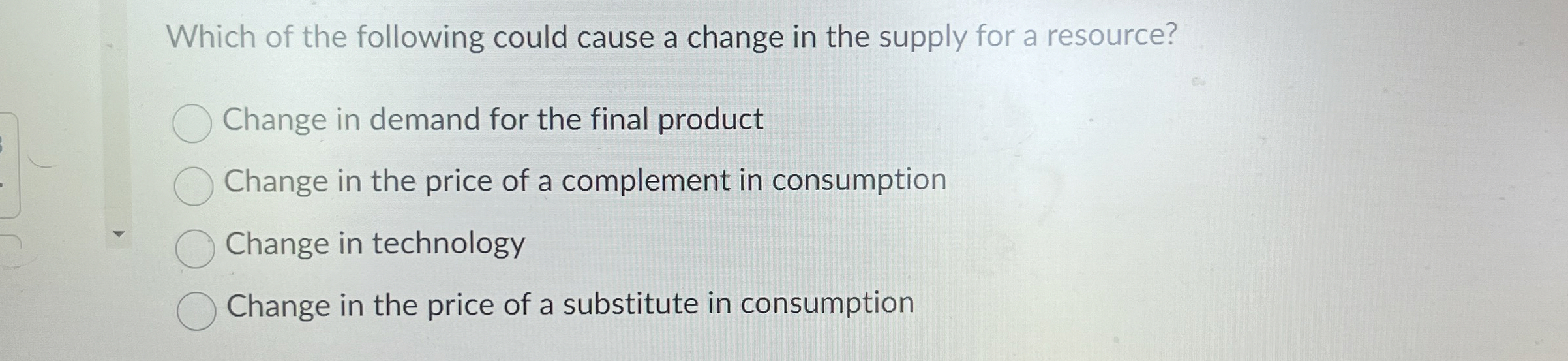 Solved Which of the following could cause a change in the | Chegg.com