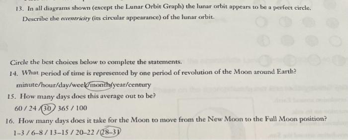 Solved 13. In all diagrams shown (except the Lunar Orbit | Chegg.com