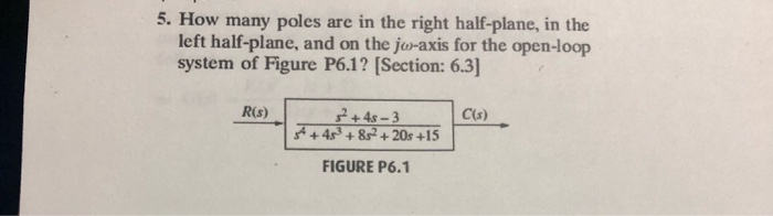 Solved 5. How many poles are in the right half-plane, in the | Chegg.com