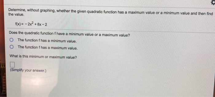 Solved Determine, without graphing, whether the given | Chegg.com