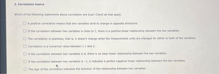 Solved Which of the following statements about correlation | Chegg.com