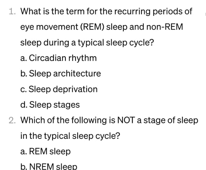 Solved What is the term for the recurring periods of eye | Chegg.com