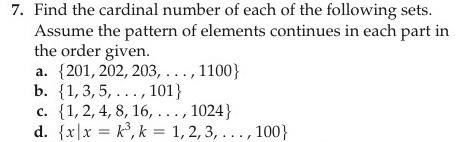 Solved 7. Find the cardinal number of each of the following | Chegg.com