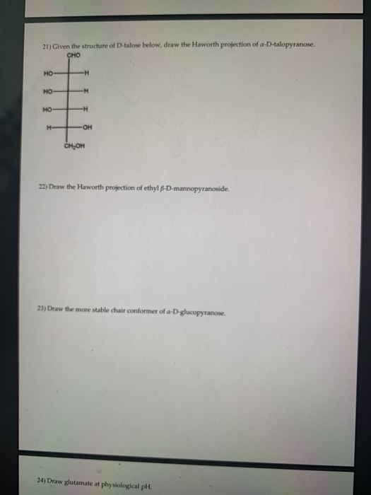 Solved 24 Draw Glutamate At Physiological Ph 25 Draw