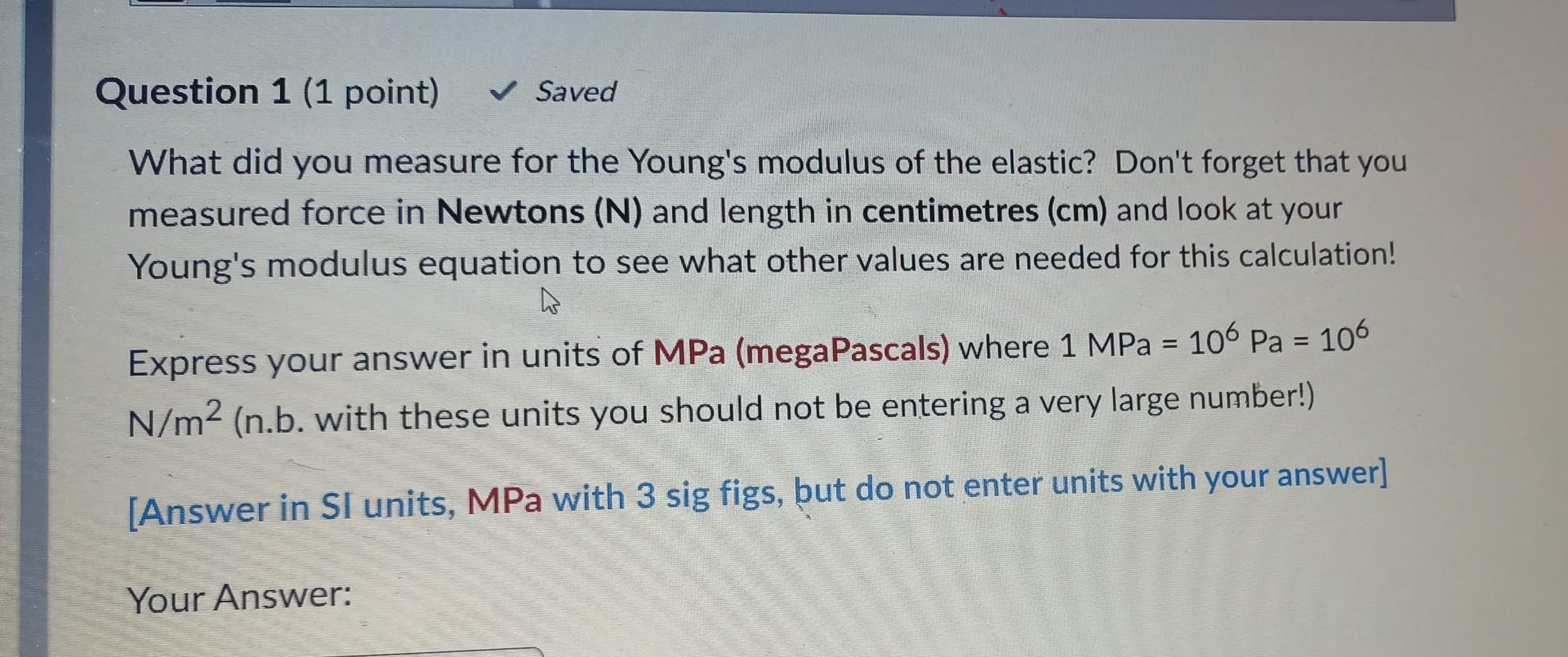 Solved What did you measure for the Young's modulus of the | Chegg.com